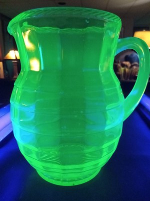 depression vaseline uranium glass pitcher block optic anchor hocking ...