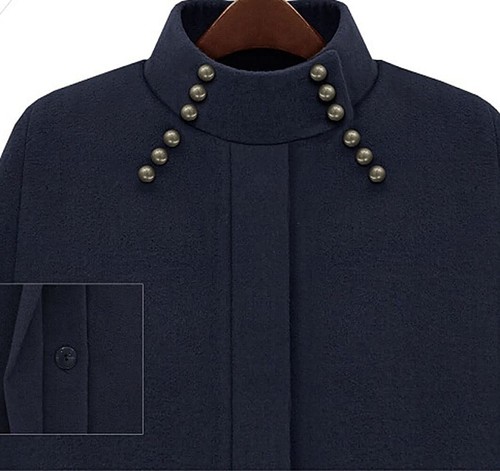 Women's Mock Neck Button Down Poncho Cape Woolen Pea Coat Cloak | eBay