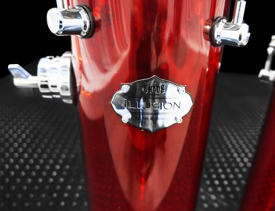 CHAOS ILLUSION ACRYLIC CANNON TOMS DRUMS DRUM KIT SET - OCTOBANS - RED ...