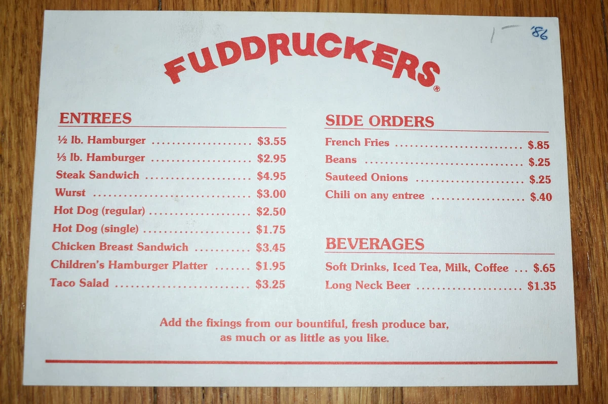 Fuddruckers Kids Menu