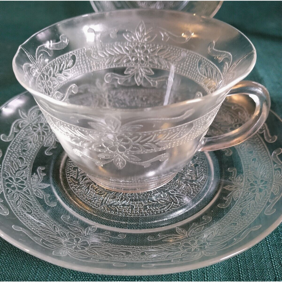 Macbeth Evans 1930's "S" Pattern Stippled Rose Band Clear Crystal Tea ...