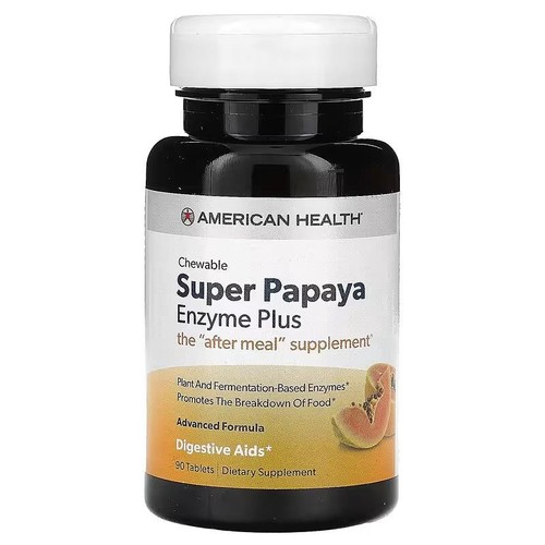 SUPER PAPAYA ENZYME PLUS 90 Tablets AMERICAN HEALTH Digestive Enzyme ...