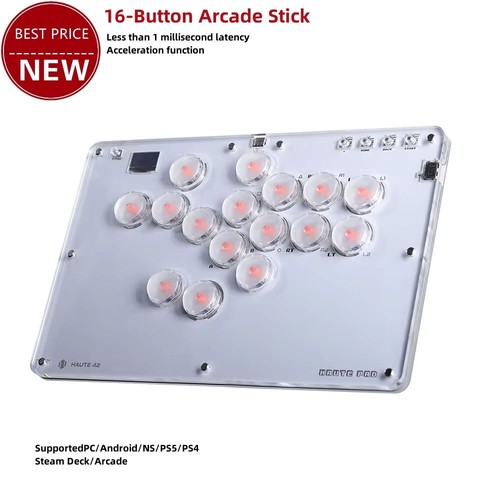Haute42 T16 16-Button Arcade Stick Joystick with Kailh Red Low Profile ...