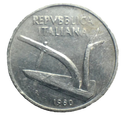 1980 ITALY - 10 Lire Coin - Repvbblica Italiana Ten Lire Vintage Nice ...