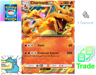 Pokemon TCG Pocket Trading Trade 4 Diamond Charizard EX Card | eBay