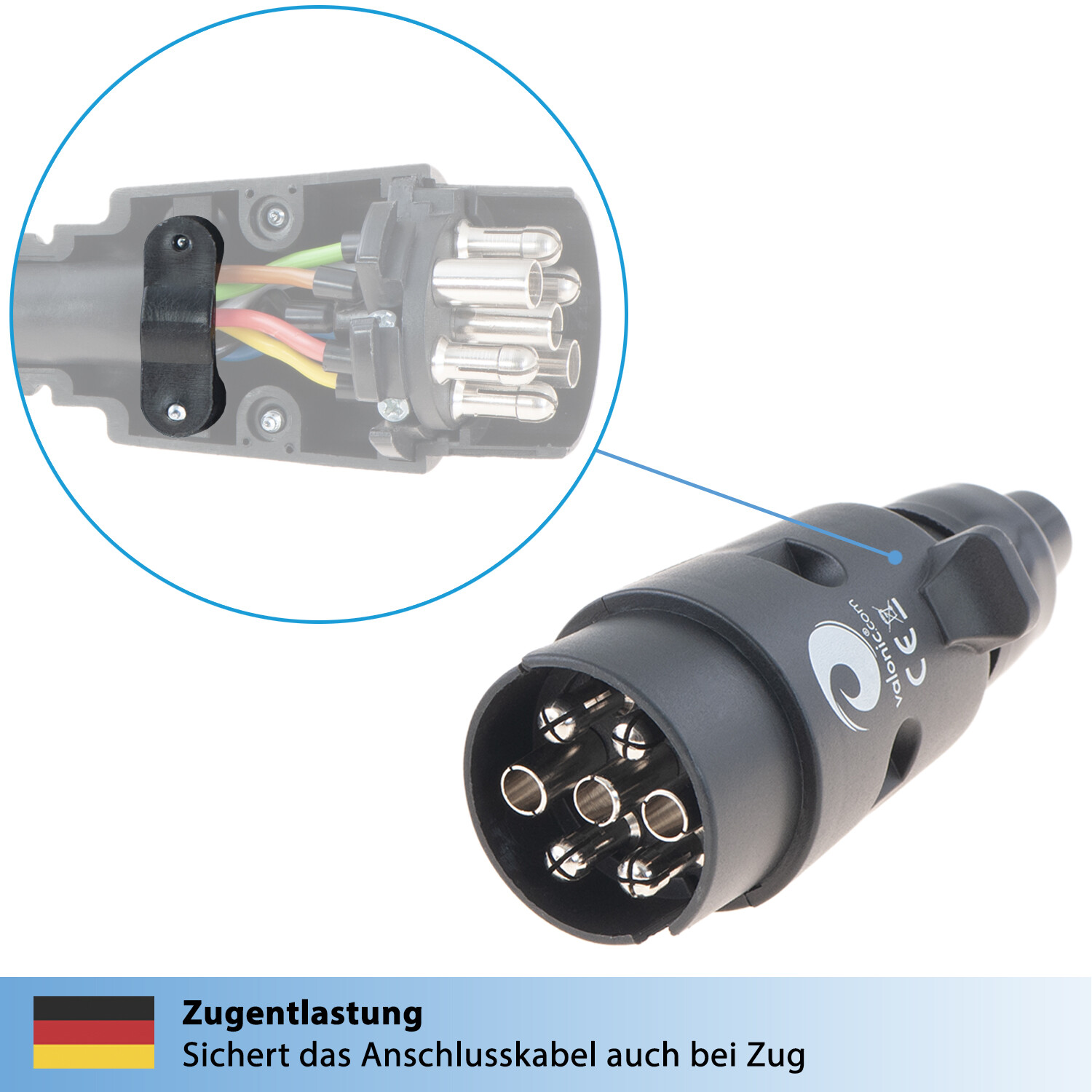 valonic Anhänger Stecker - 7 polig, schwarz - inkl. Verkabelungs ...