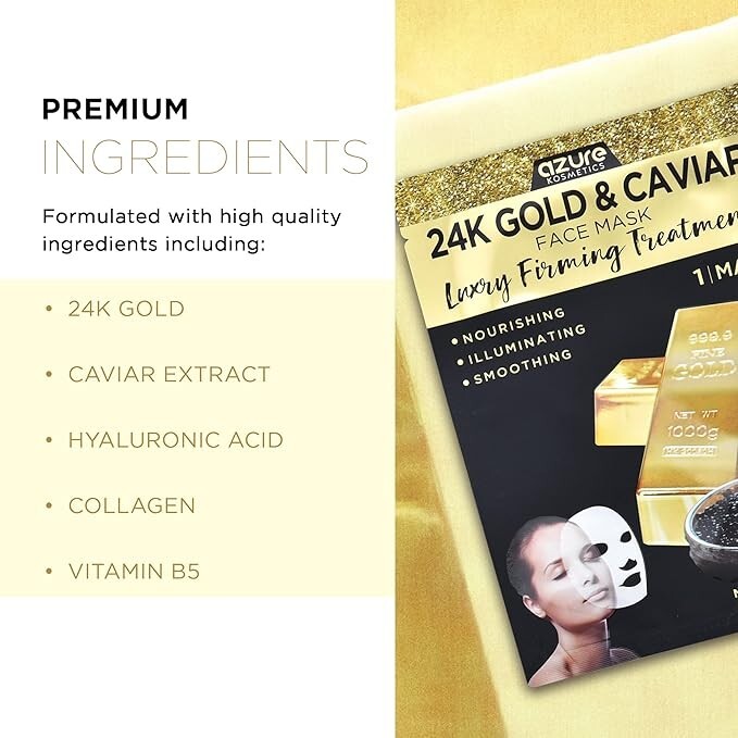 AZURE 24K Gold and Caviar Anti Aging Luxury Face Mask - 5 Pack | eBay