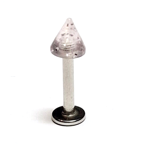 Labret Chin Stud w/Acrylic 5mm Glittered Spike 14 Gauge 3/8" Steel | eBay