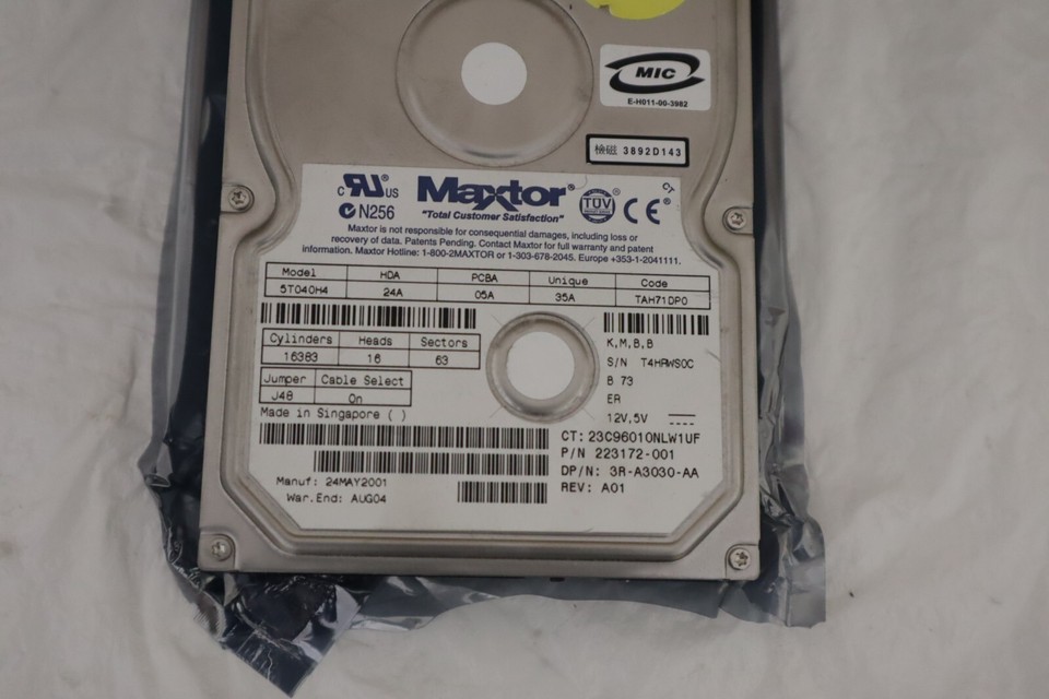 Maxtor 5T040H4 40GB IDE Hard Drive Model: TAH71DP0 | eBay