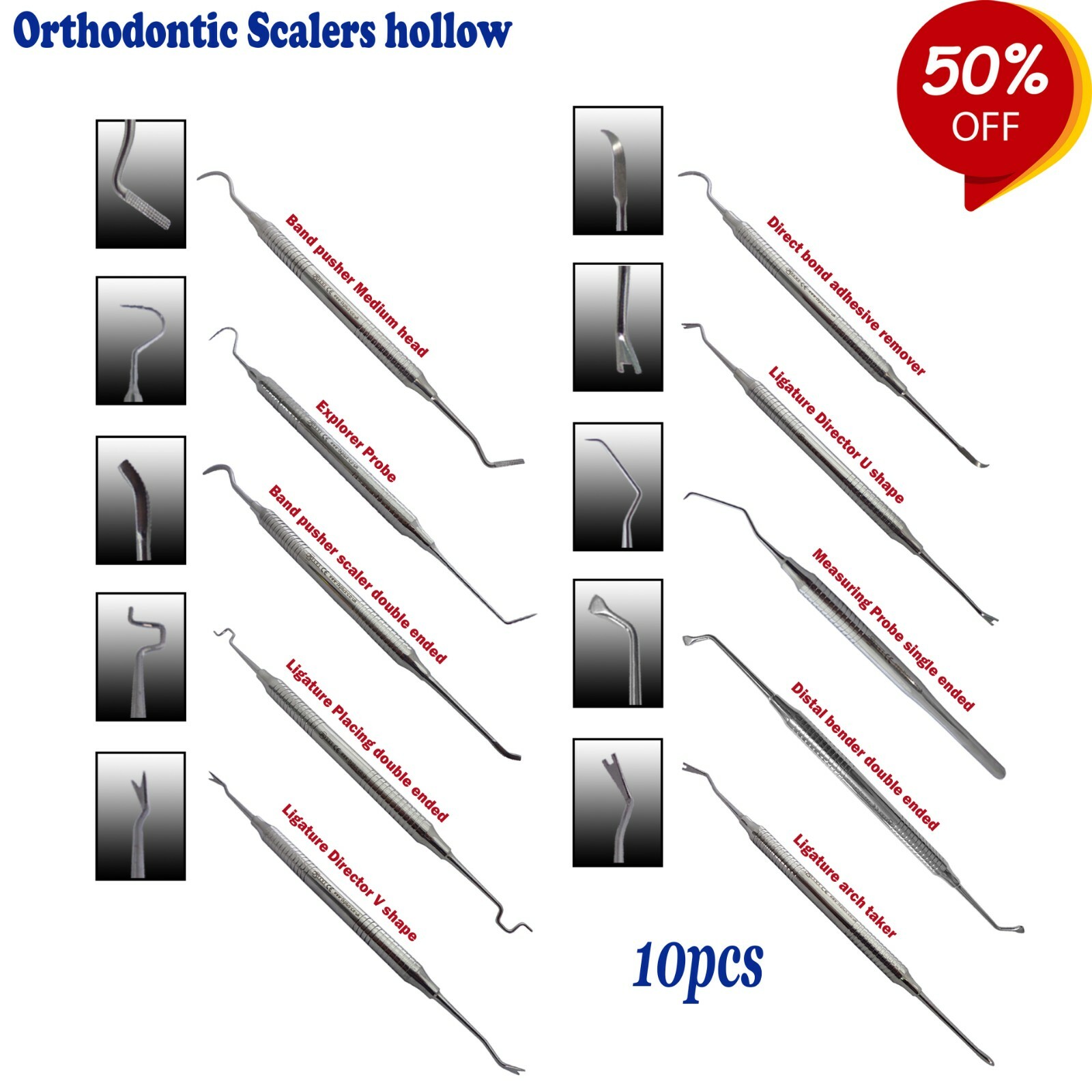 Range of Dental Orthodontics scalers Double Ended Hand instruments ...