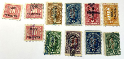 Vintage Lot Of 11 United States Stock Transfer Stamps | eBay