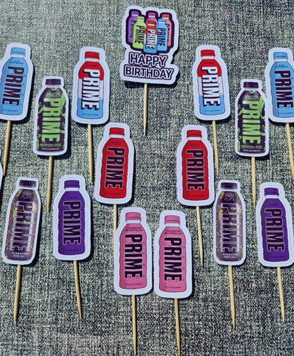 Prime Drinks Cupcake Toppers x 21 Cake Toppers Prime Birthday ...