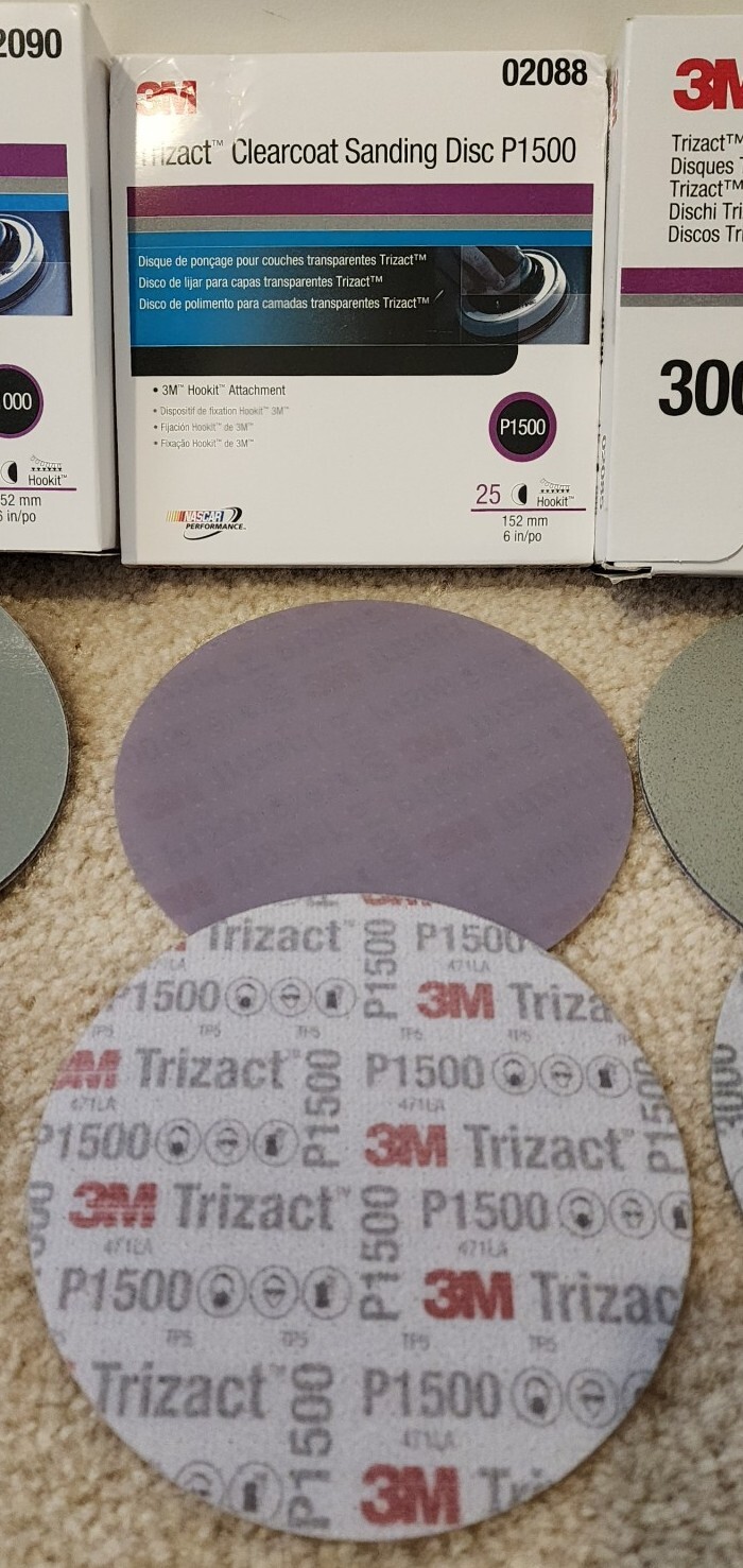 3M Trizact 6" Discs. 1000, 1500, 3000, 5000, 8000. 1 Disc Of Each (5 ...