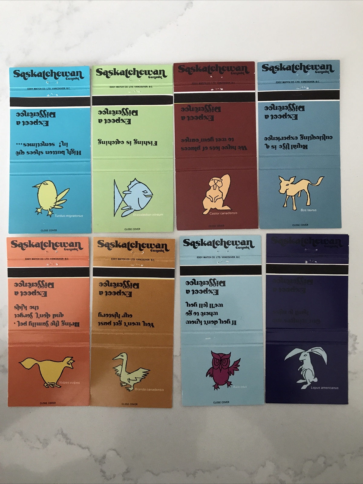 Saskatchewan Tourism Lot of 8 Cartoon Matchbook Covers Animals Expect ...