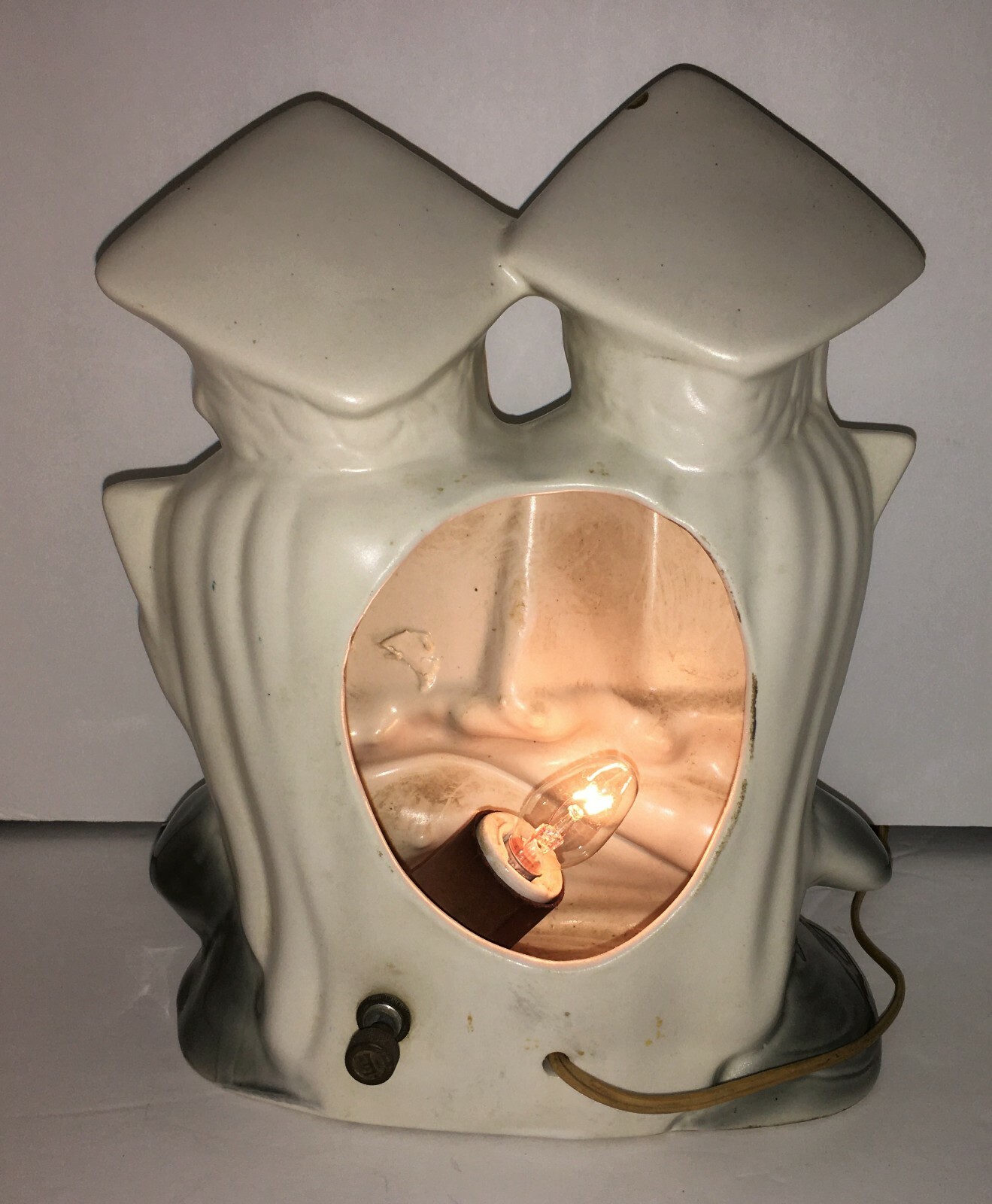 Vintage Mid Century Ceramic TV Lamp Light Wise Owls in Graduation Caps ...