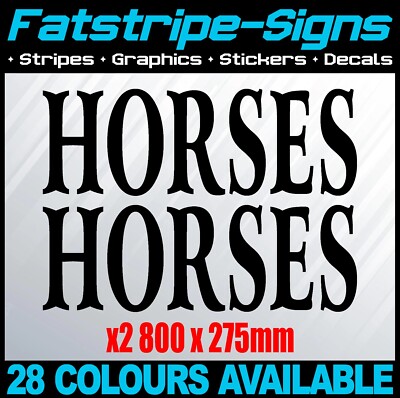 HORSES Stickers Graphics Text Horse Box Decals Camper Van Motorhome x2 ...