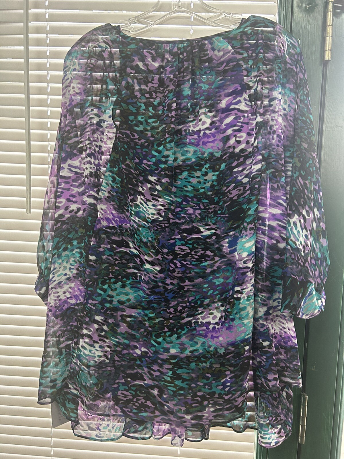 Colorful Cropped Poncho Shirt Top Jennifer Lopez Size L Purple Layered ...