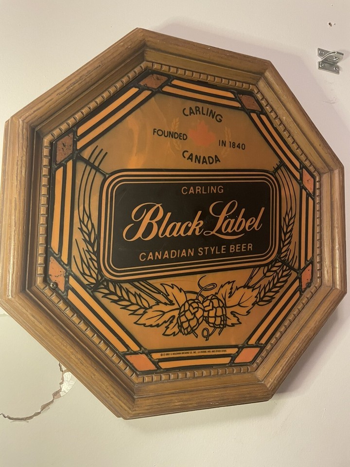 CARLING Canada Black Label Beer 8 Sided Wall Bar Sign Plastic ( Non ...