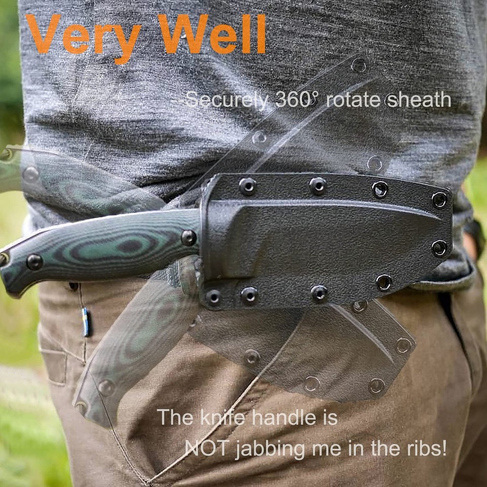 Camping Small Fixed Blade Knife with Sheath 360 Rotate, 14c28n Tactical ...