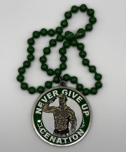 WWE John Cena Never Give Up Cenation Pendant Necklace Green Beaded ...