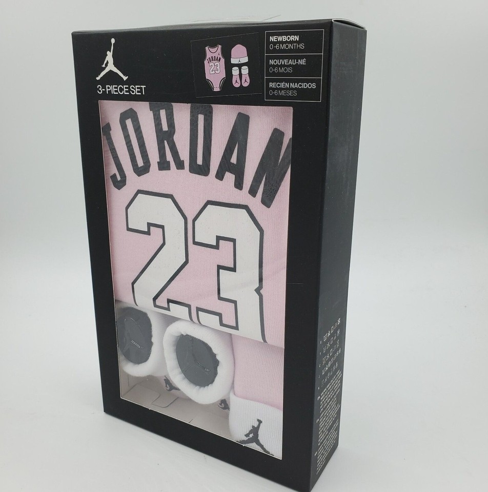 3 Pc Nike Jordan Baby Girls Gift Set, 0-12 Months, Pink Bodysuit ...