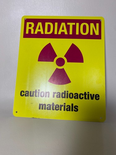 Radiation Warning Sign 10" 12" Plastic Yellow Red Nuclear Fallout Nukes ...