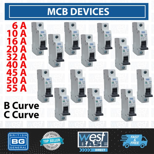 BG MCB Circuit Breaker 6A 10A 16A 20A 32A 40A 45A 50A 55A Curve B C ...