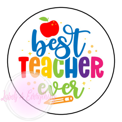 Best Teacher Ever Apple Stickers End Of Term School Leavers Labels Gift ...