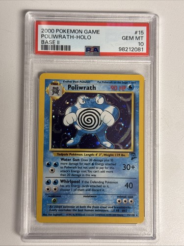 💎 2000 WOTC Pokemon Base Set 2 II Poliwrath Holo #15 PSA 10 GEM MINT! 💎 ...