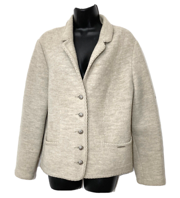 VINTAGE GEIGER TYROL BEIGE BOILED WOOL BLAZER JACKET AUSTRIA, 42 EU, 12 ...