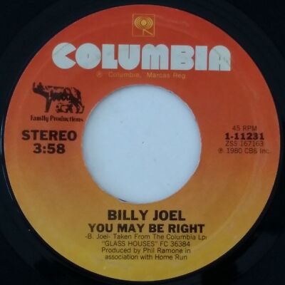 BILLY JOEL You May Be Right bw Close to the Borderline 111231 7" 45rpm ...