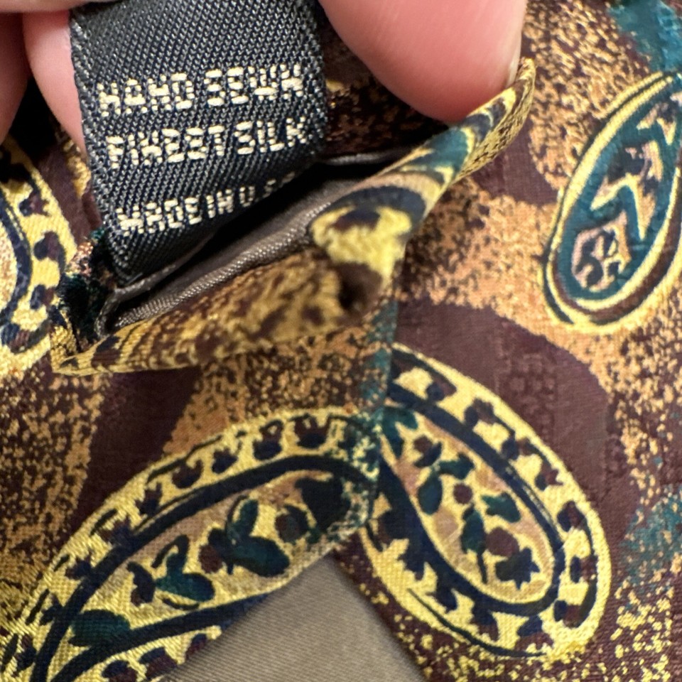 Robert Talbott Studio NORDSTROM NECK TIE 100% Silk Burgundy Gold Hand ...