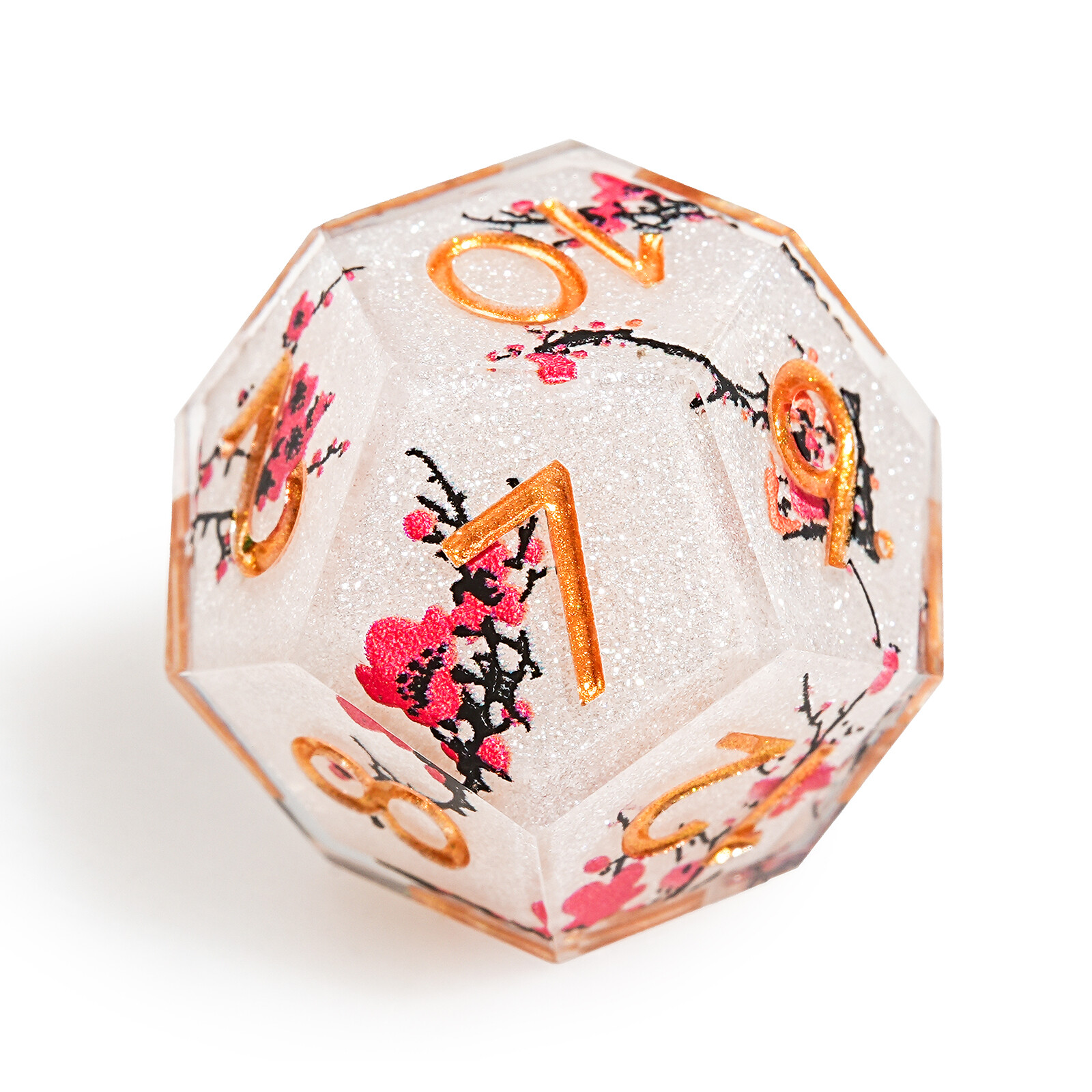 7-Piece DND White Resin Solid Plums Polyhedral Dice Set with Box，Golden ...