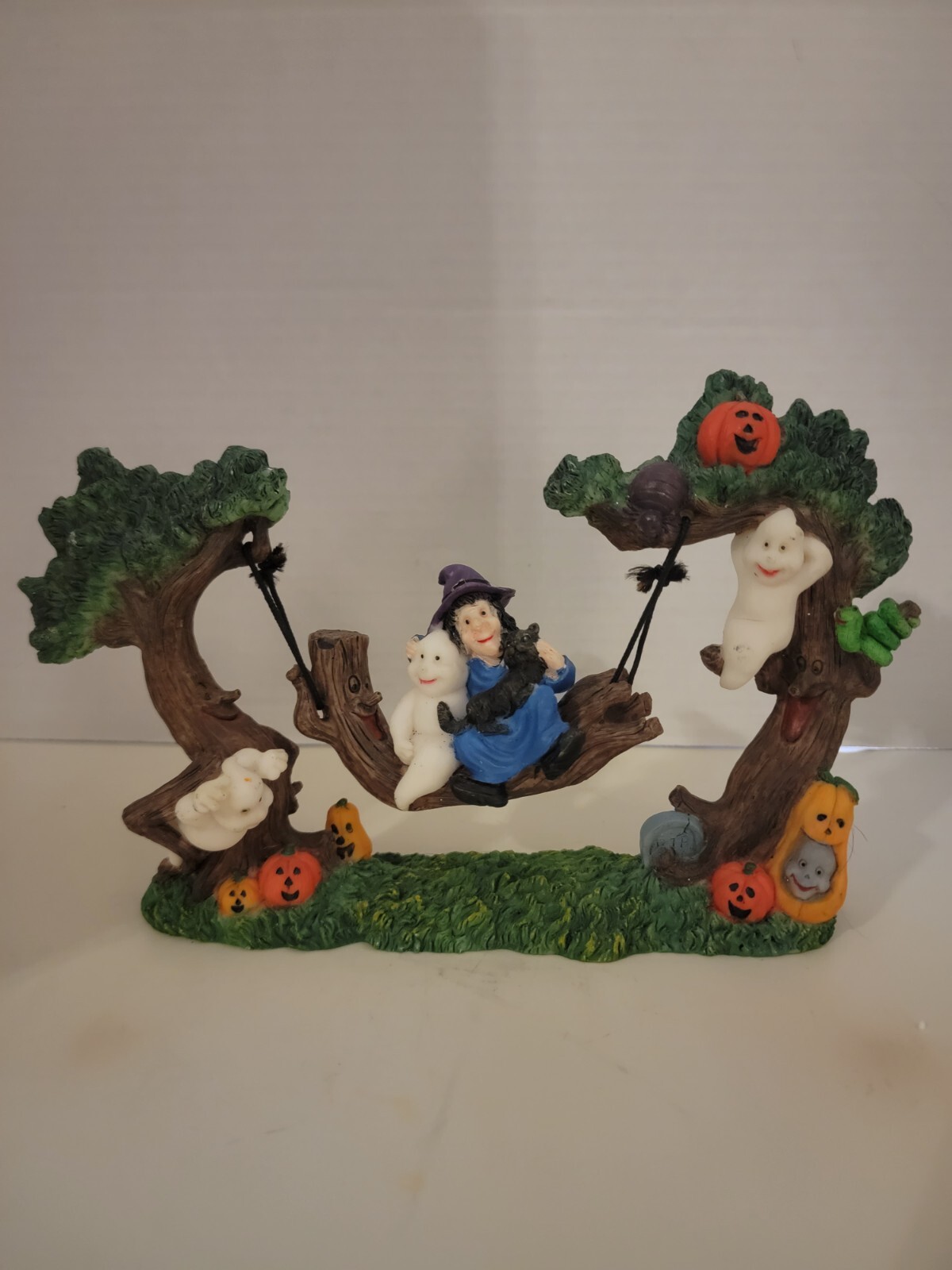 Spooky Hollow Halloween Village Witch Tree Swing Ghosts Pumpkin Decor ...