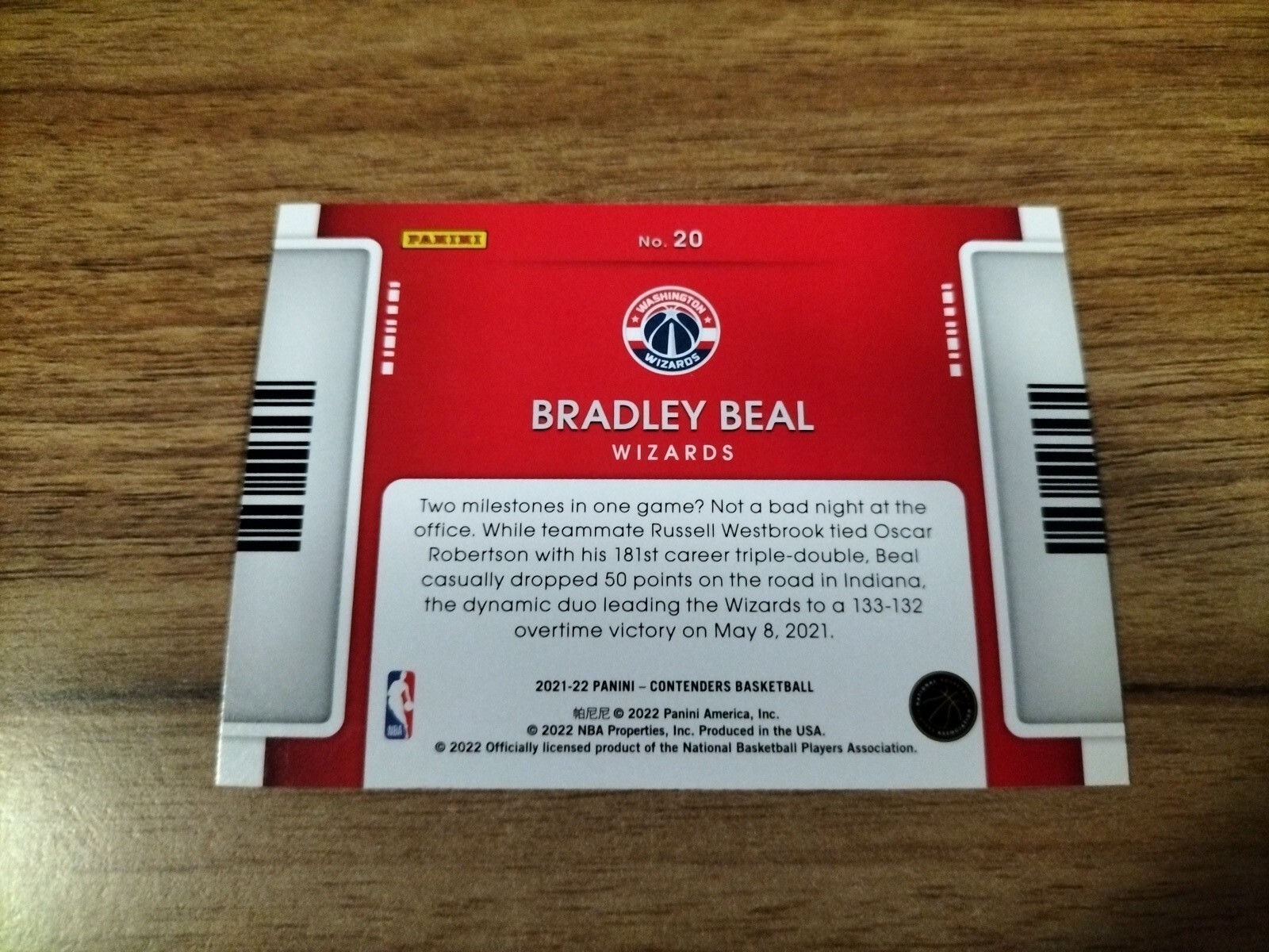 Bradley Beal - 2021-22 Contenders Game Night Ticket No. 20 - NBA Card ...