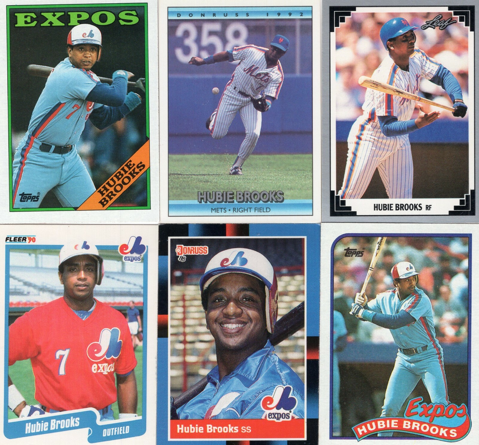 HUBIE BROOKS Lot of 25+ Different Baseball Cards Mets Expos Royals ...