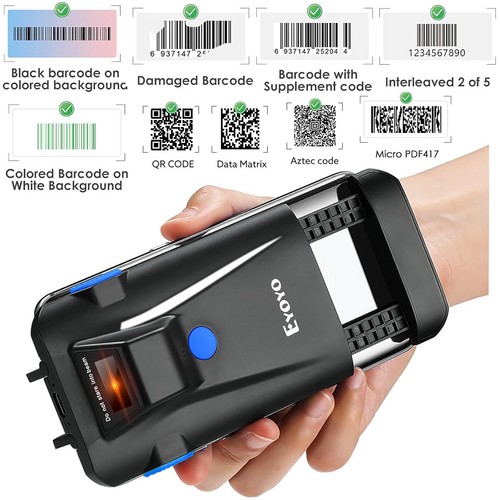 Eyoyo 2D Bluetooth Barcode Scanner Phone Back Clip 1D QR Code Inventory ...