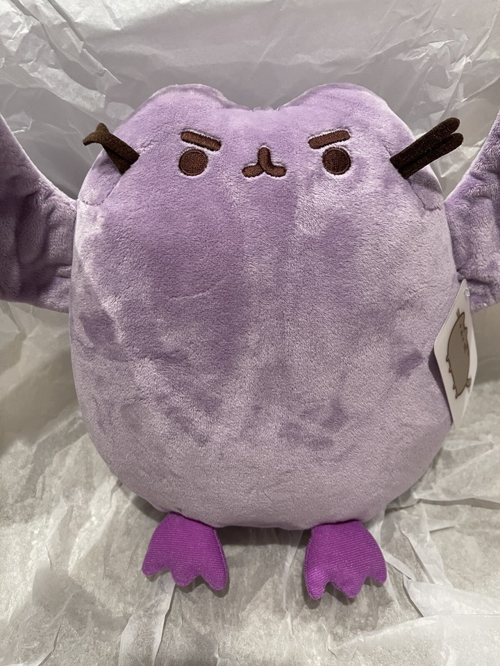 Gund Pusheen the Cat 10" Pterodactyl Plush Purple Bat 19" Wingspan New ...
