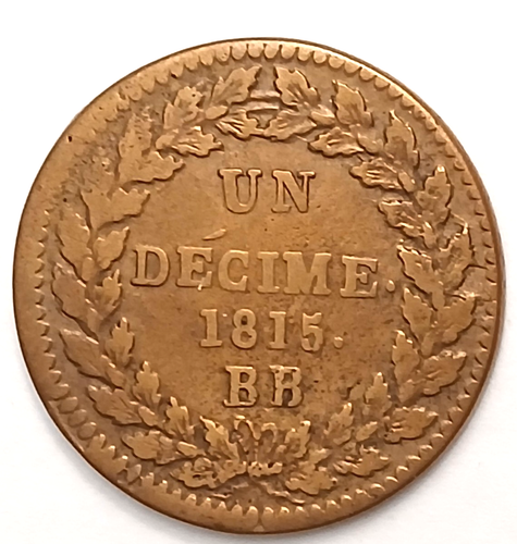 1815 BB France un decime point coin strasbourg L for King Louis III | eBay