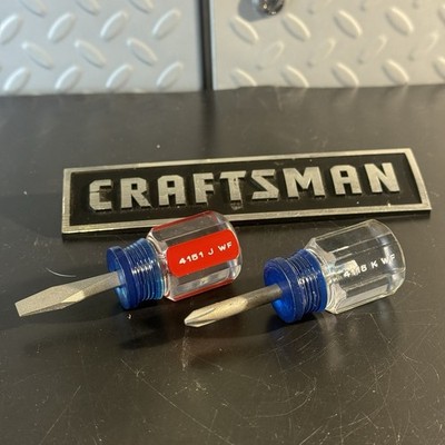 Craftsman Stubby Screwdriver Set of 2 Phillips 4118 WF & Flat 4151 WF ...