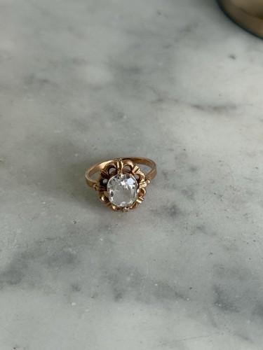Soviet 14K Gold Ring 583 Clear Gemstone | Vintage USSR | Size O | 4g ...