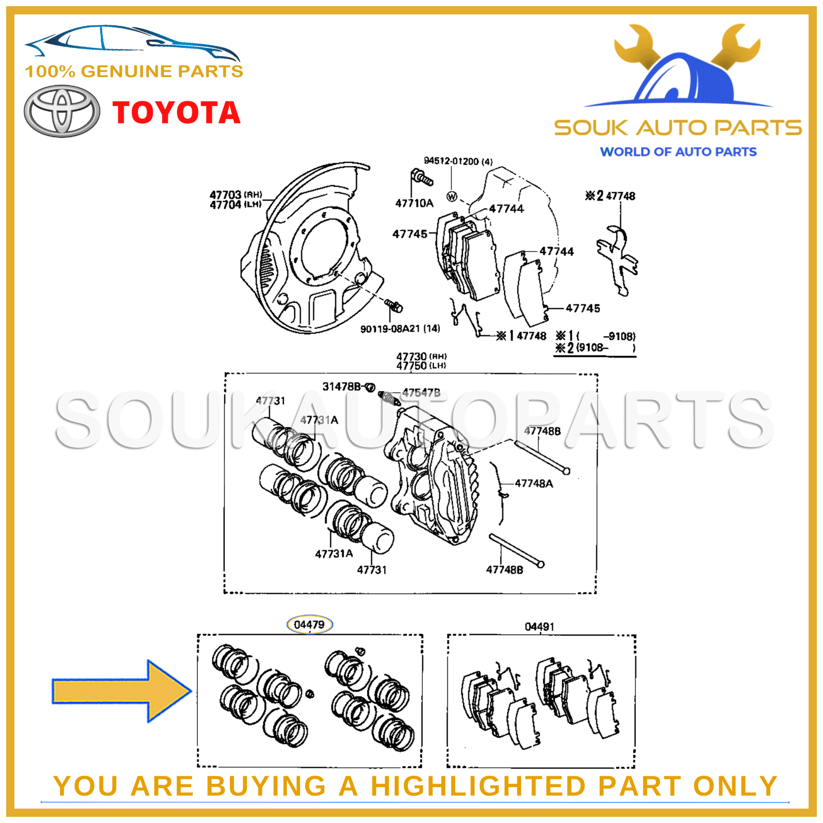 04479-35010 Genuine Toyota FRONT DISC BRAKE CYLINDER KIT 0447935010 OEM ...