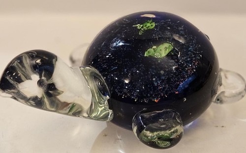 Turtle art glass paperweight with 2 tiny green turtles inside | eBay
