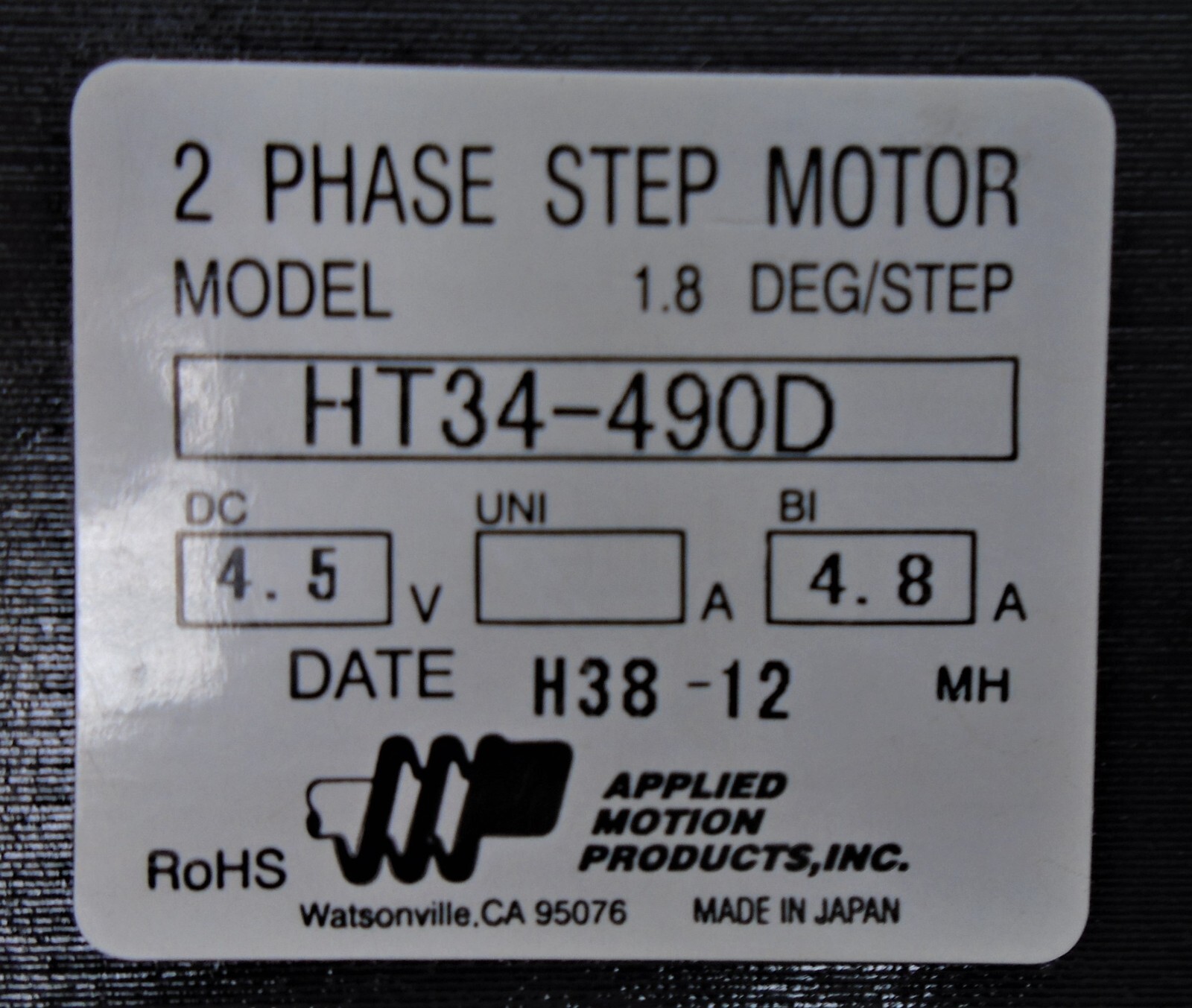 Applied Motion Products HT34-490D 2 Phase Step Motor 1.8 Deg New ...