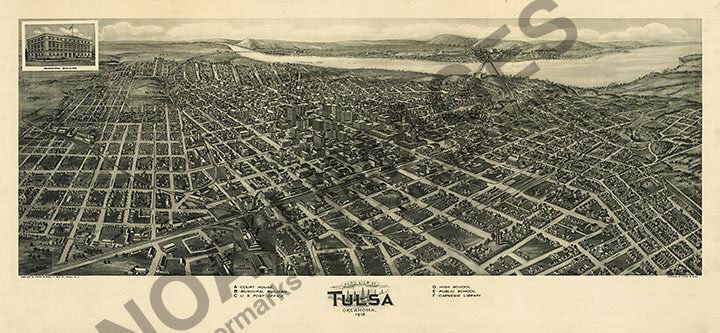 Panoramic Map of Tulsa Oklahoma 14x30 | eBay