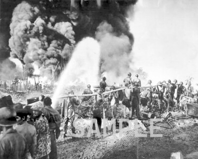 Marines Sailors fight flames as oil dump burns WWII WW2 8x10 Photo 73c ...
