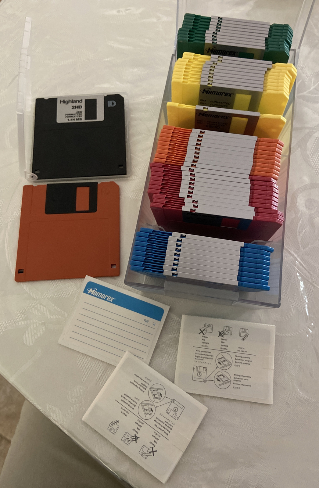 49 Memorex Floppy Disk 2SHD 1.44MB Cool Disks 5 Colors IBM Formatted 3. ...