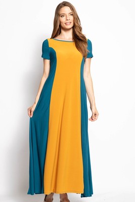 Women's Teal & Yellow Breezy Summer Maxi Dress (S) | eBay
