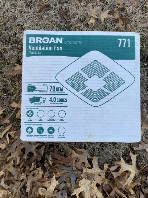 Broan Bathroom Ceiling Wall Mount Ventilation Fan 771 70cfm 4.0 Sones ...