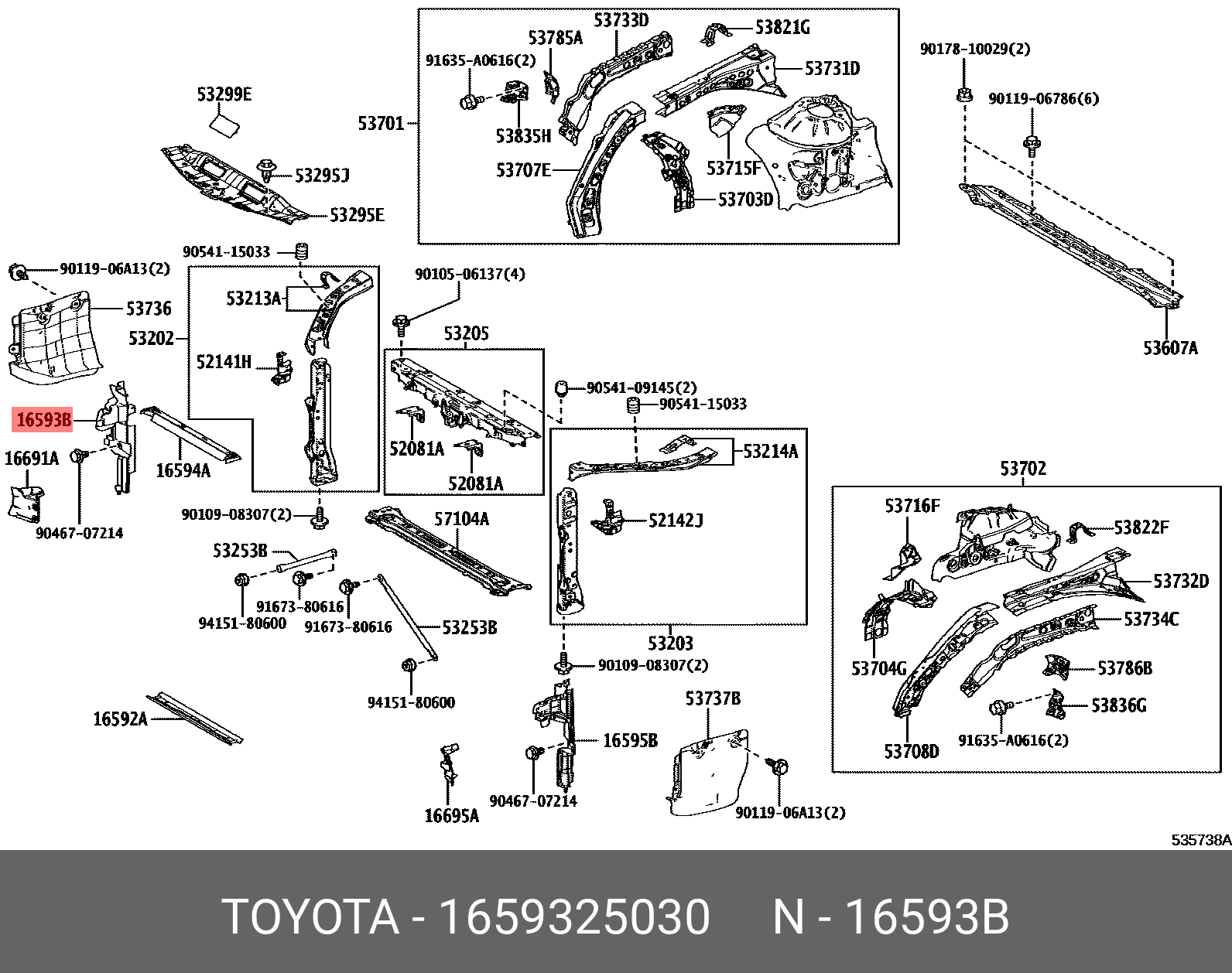 Genuine OE guide, radiator air, no.1 right, 1659325030 for TOYOTA 16593 ...